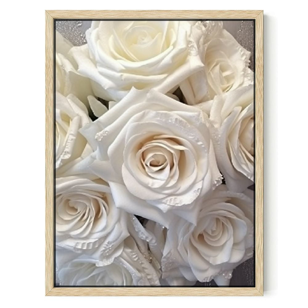 COMIO White Rose Canvas Wall Art Peony Flower Painting Modern Flower ...