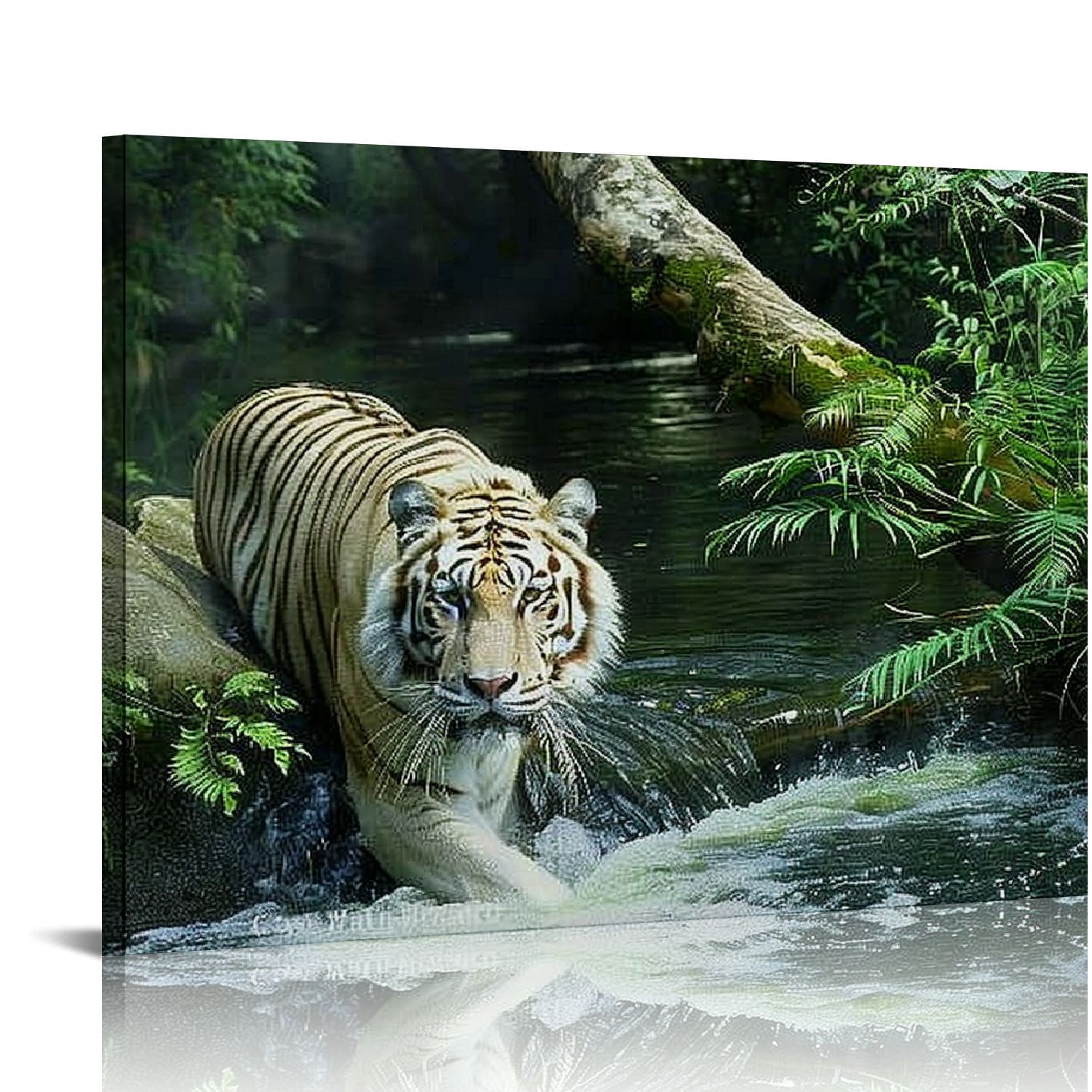 COMIO White Tiger Picture Decor for Bedroom, Gorgeous Wall Art of Ivory ...