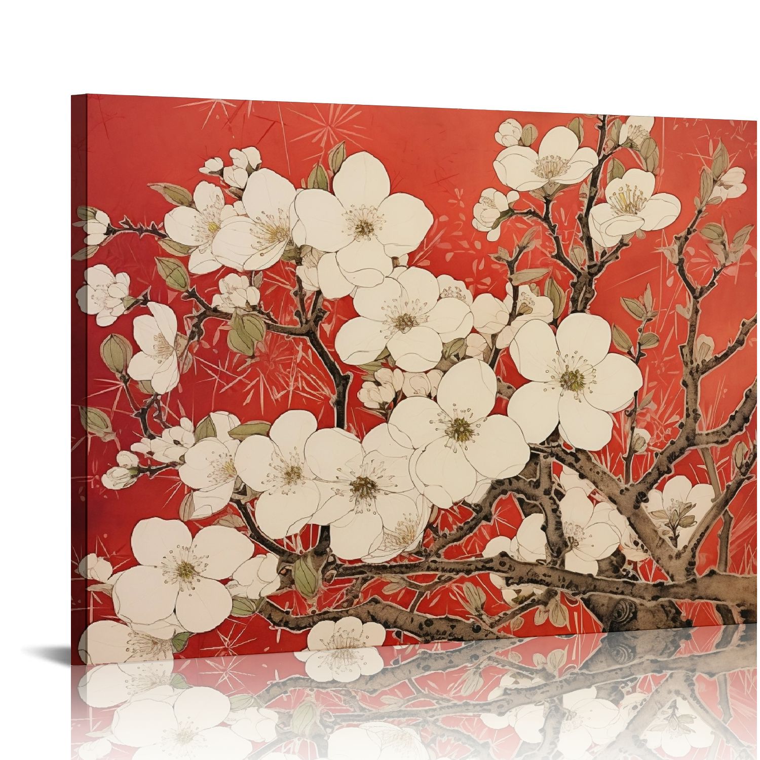 COMIO Wieco Art Framed Art Morning Glory Modern Abstract White Flowers ...