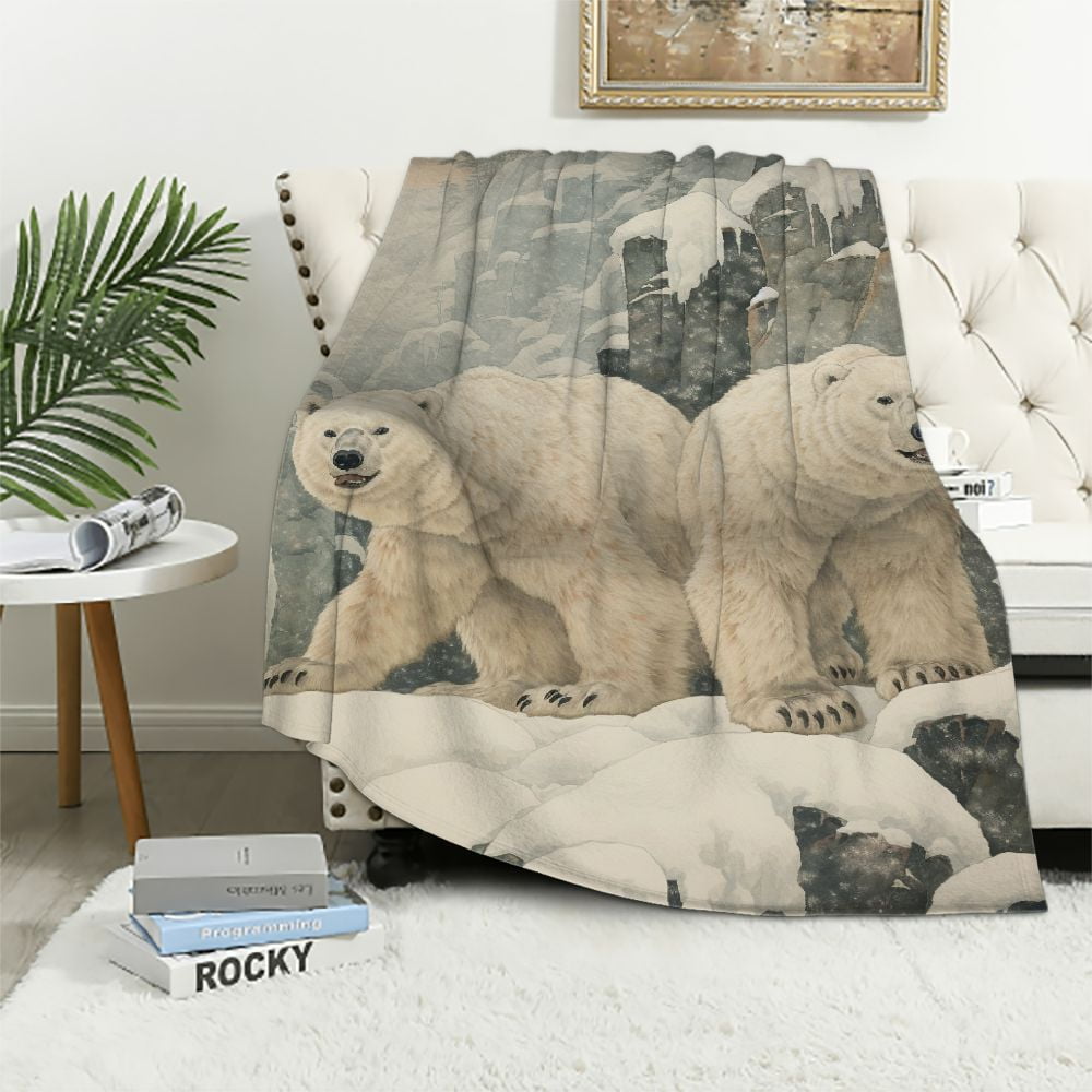 COMIO Wild Yak Blanket Snow Mountain Animals Sherpa Blanket Farmhouse ...