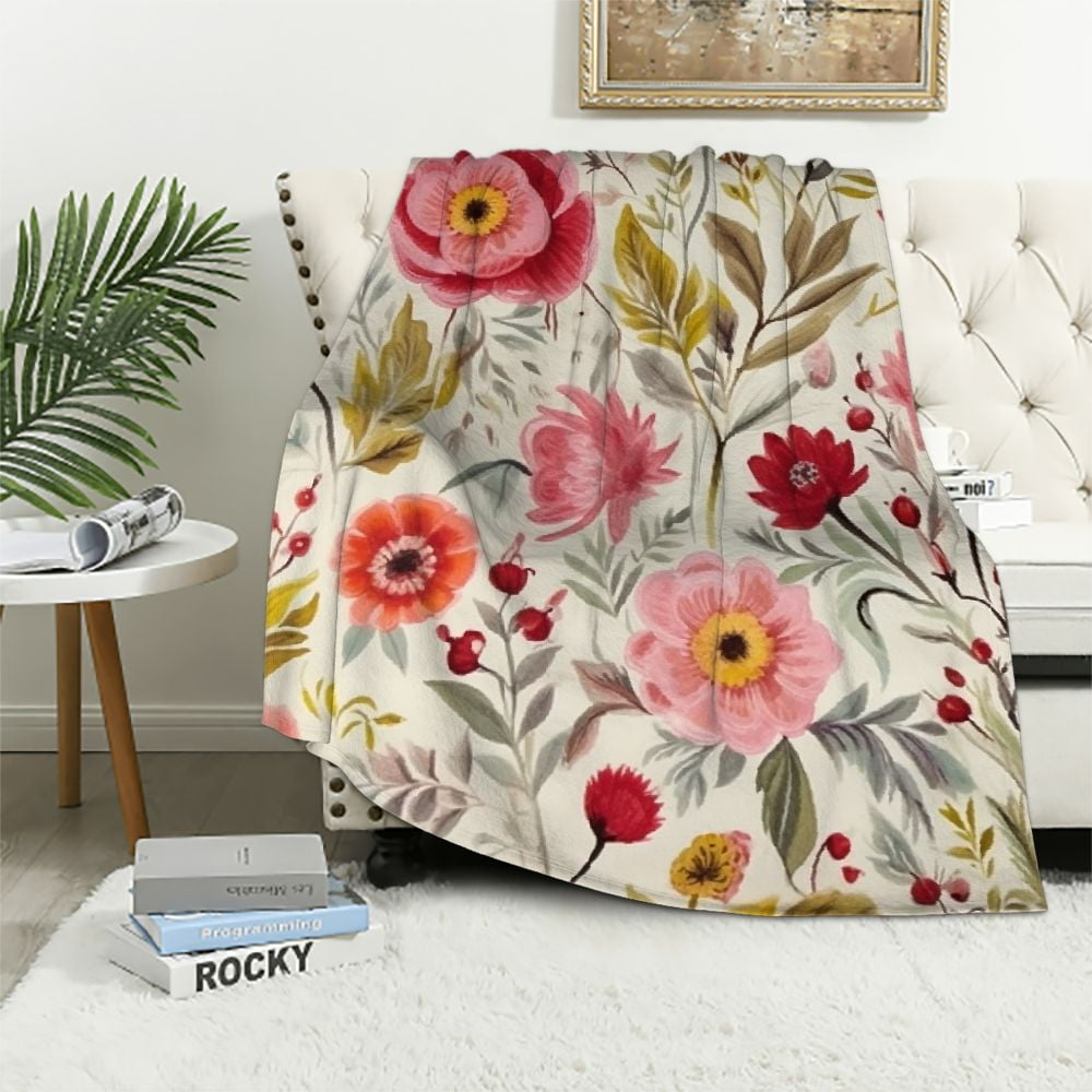 COMIO Wildflowers Floral Throw Blanket Botanical Floral Printed Blanket ...