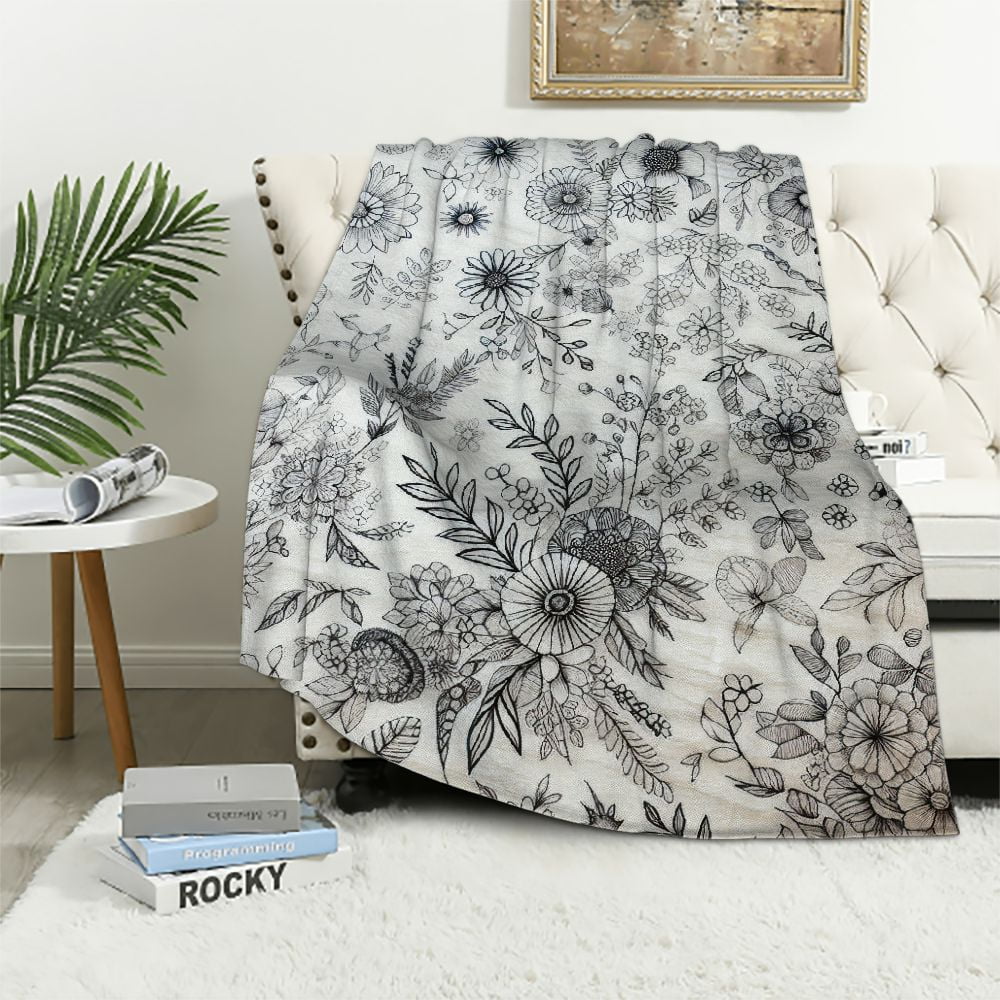 COMIO Wildflowers Throw Blanket Botanical Floral Printed Blanket Super ...