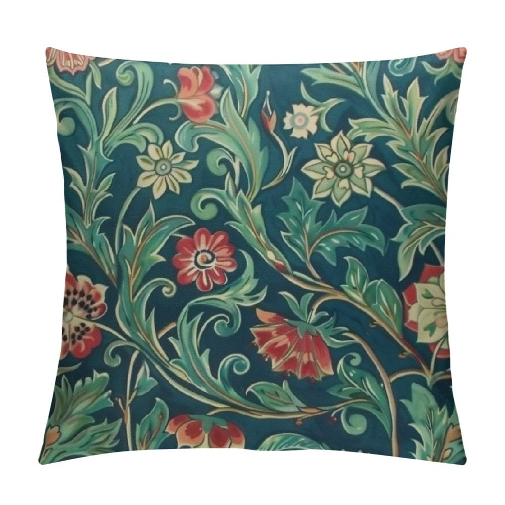 MLJA William Morris Teal Green Blue Vintage Floral Botanical Pattern ...