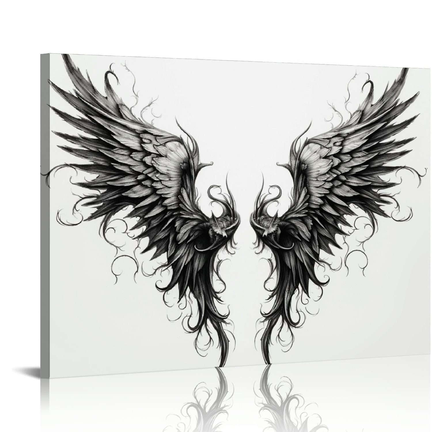 COMIO Wing Wall Art Black and Grey Wings Pictures Print on Canvas for ...