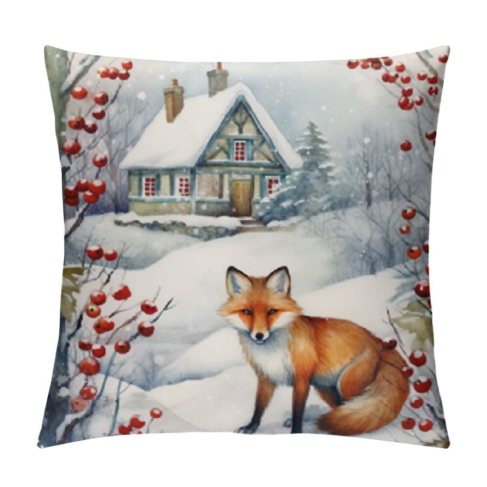 MLJA Winter Fox Pillow Cover Christmas Pillow Cover, Christmas Room ...