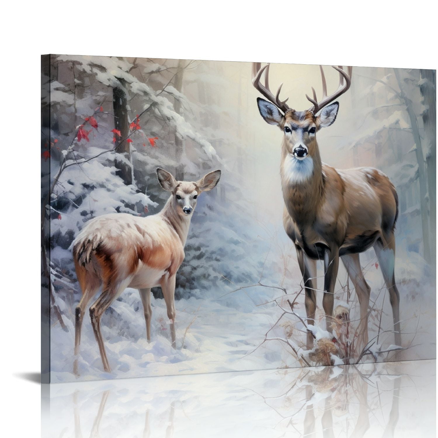 COMIO Winter Landscape Canvas Print Wall Art - Mystic Forest & Mountain ...