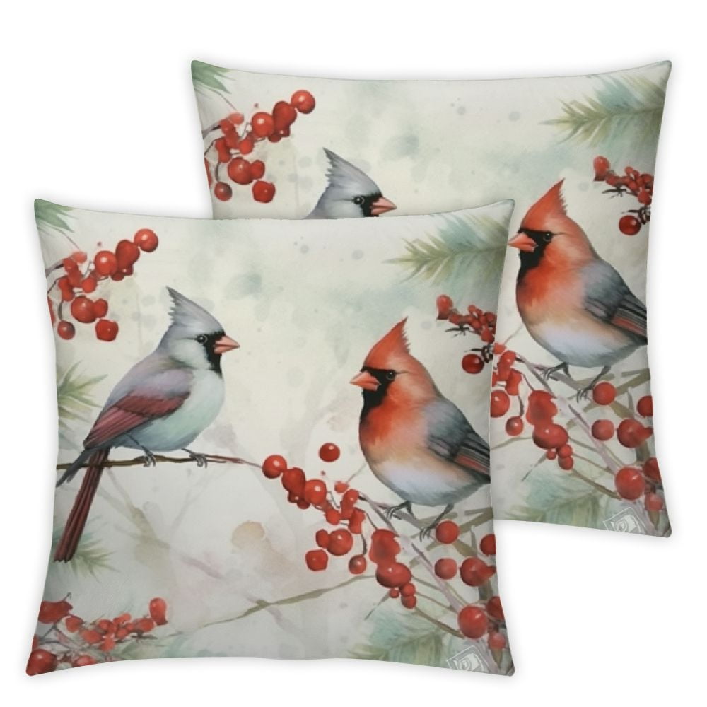 QZHH Winter Pillow Covers Set of 2 Green Christmas Trees Bird ...