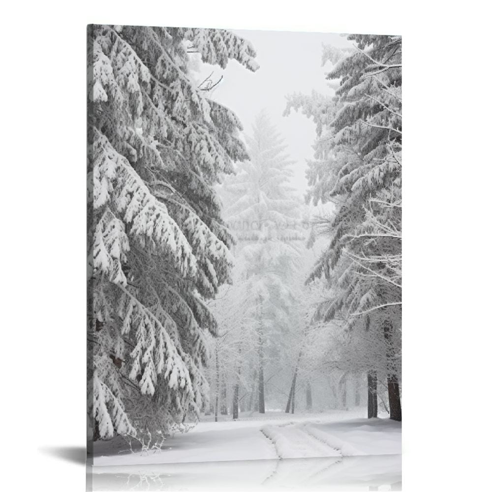 COMIO Winter Snowy Forest Prints Snow Covered Pine Trees Prints Posters ...