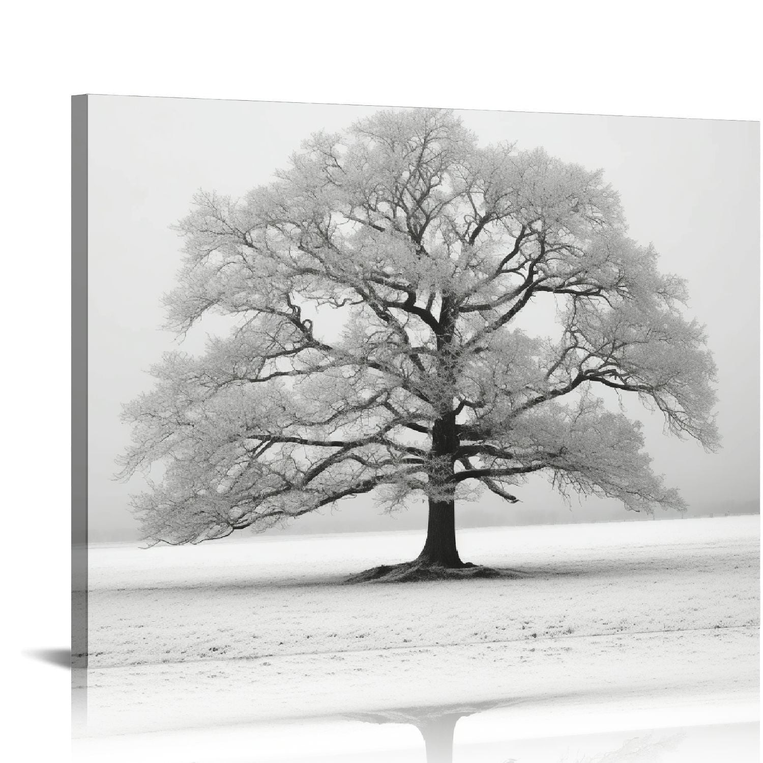 COMIO Winter Tree Canvas Print Artwork: Grey & White Landscape Print ...