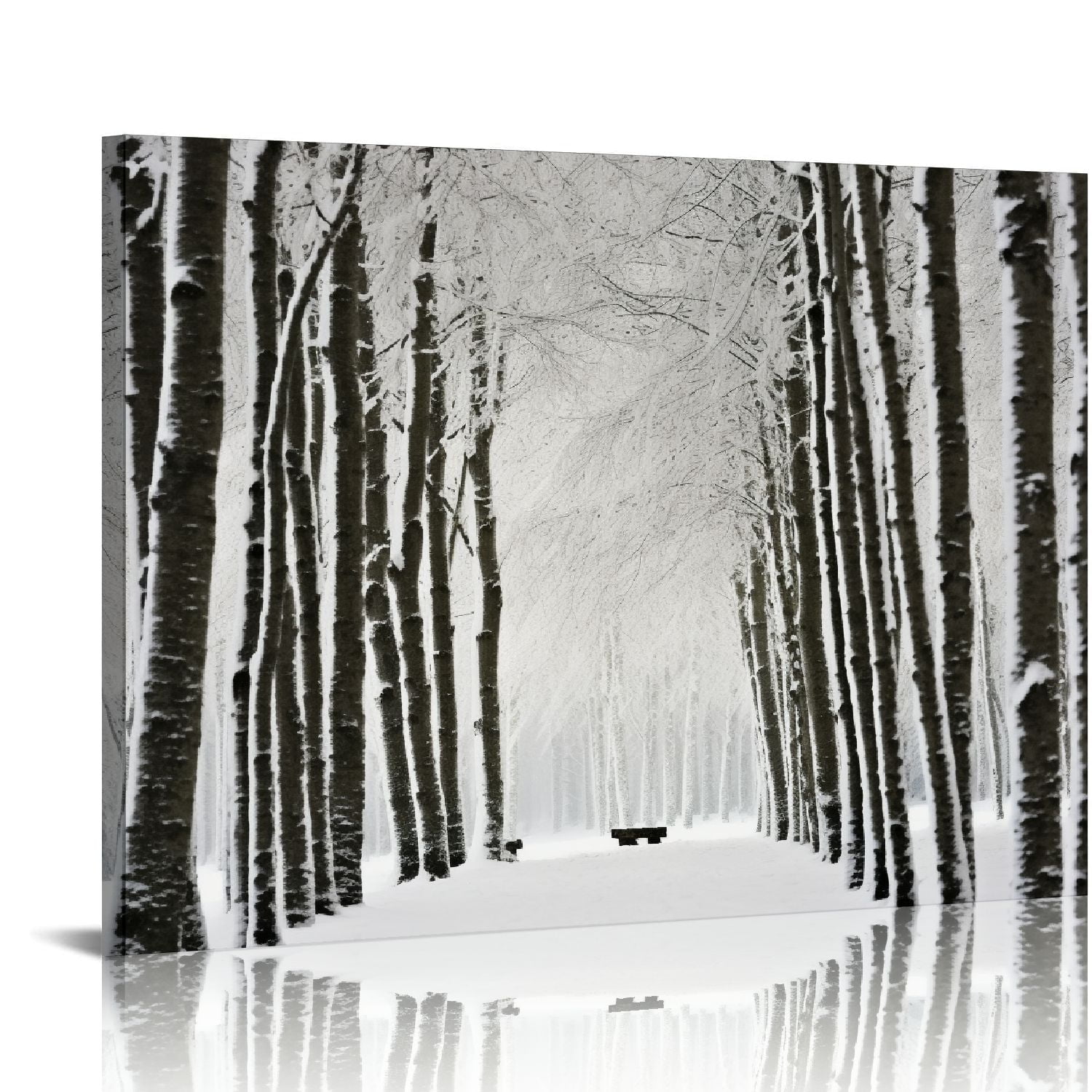 COMIO Winter Trees Wall Art Painting - Snow Landscape Peaceful Canvas ...