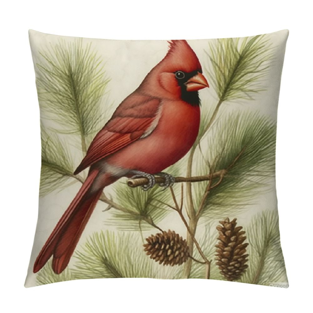 COMIO Winter Vibes Cardinal Red Birds Decorative Throw Pillow Cover ...