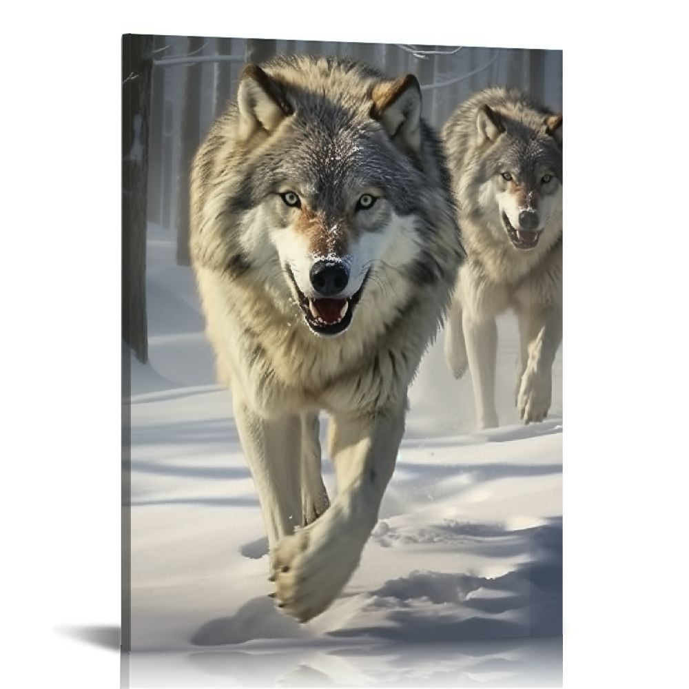 COMIO Winter Wolf Canvas Wall Art for Home Decor - Winter Forest Wolves ...