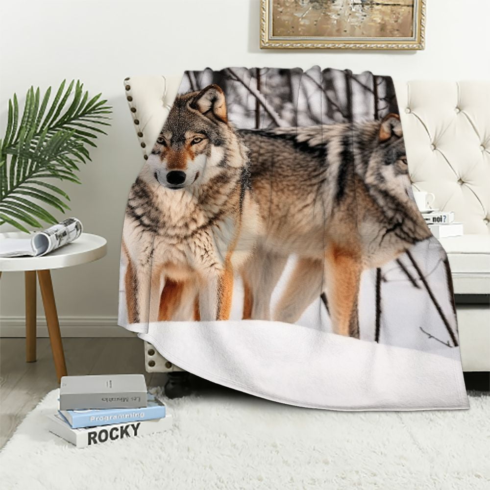 COMIO Winter Wolves Raschel Throw Blanket, - Walmart.com