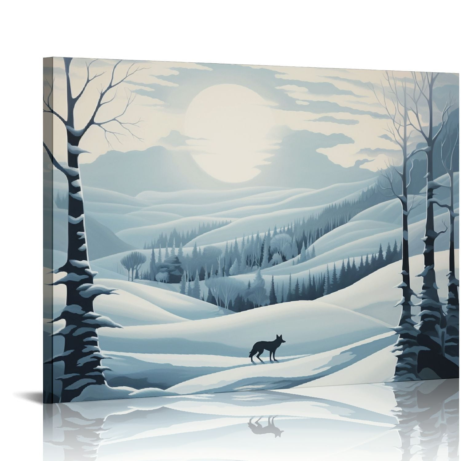 COMIO Winter pine Christmas canvas wall art abstract winter forest ...