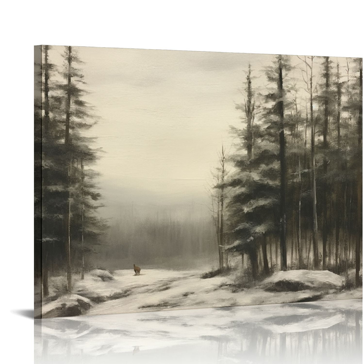 COMIO Winter pine Christmas canvas wall art abstract winter forest ...