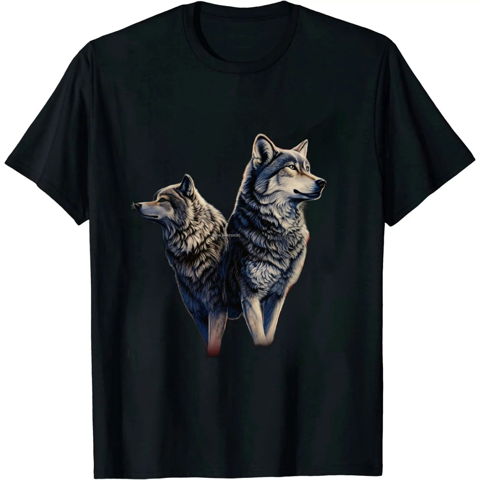 COMIO Wolf 4th of July American Flag Howling Wolves Under Moon T-Shirt ...