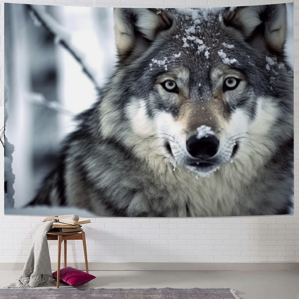 COMIO Wolf Animal Series Winter Forest and Wall Decoration Tapestry ...