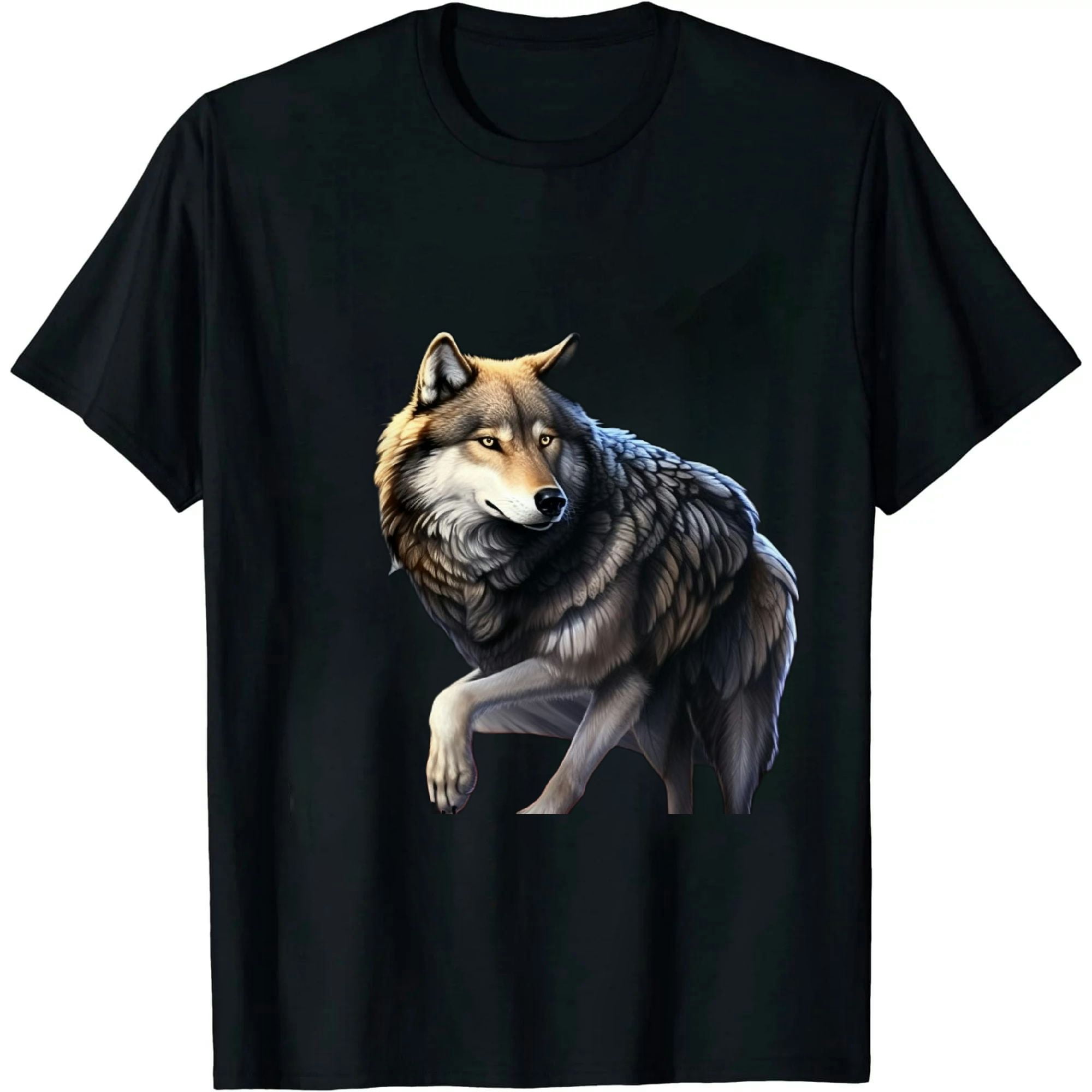 COMIO Wolf Bald Eagle American Flag Full Moon New Years Wolf Lover T ...