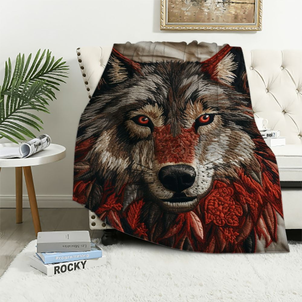 COMIO Wolf Blanket Wolf Decor Throw Blankets Cozy Flannel Blanket Plush ...