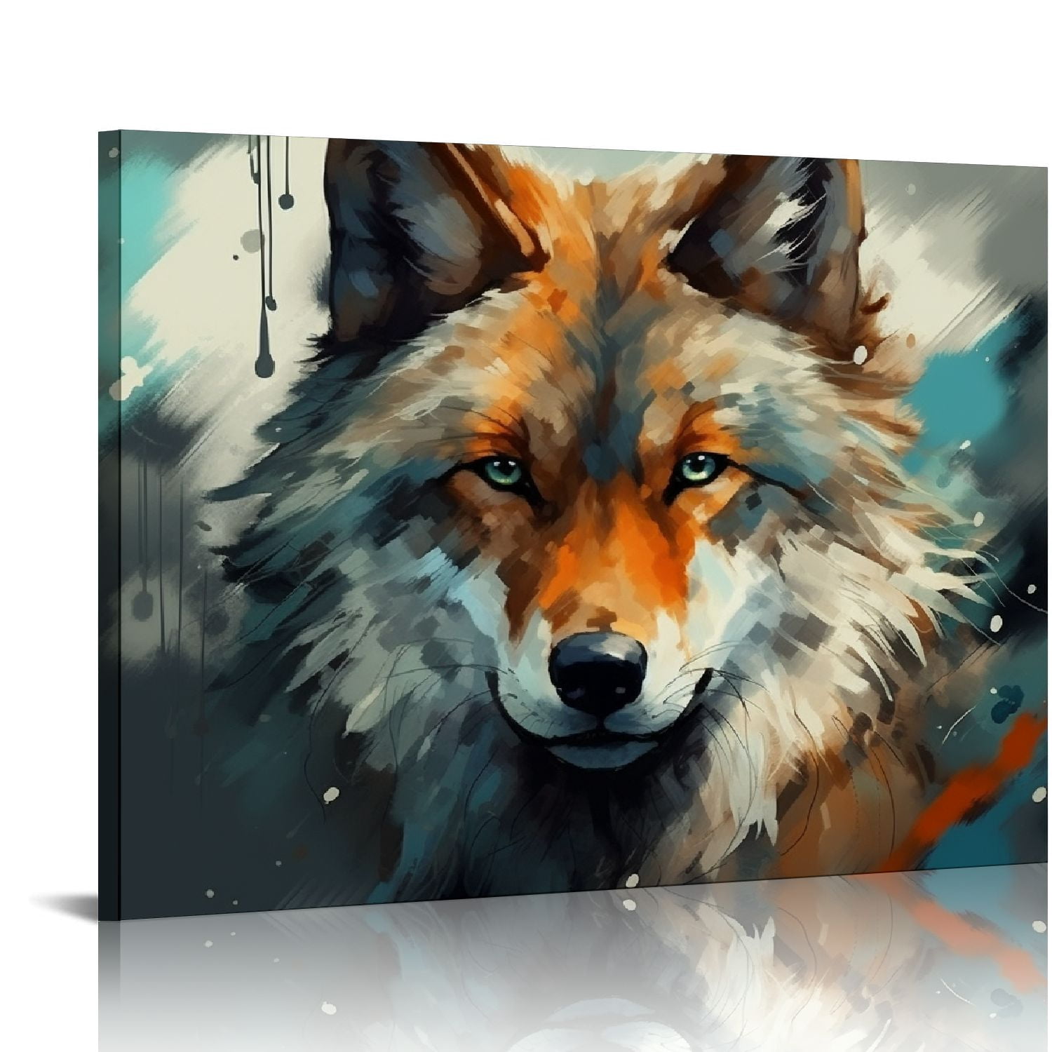 COMIO Wolf And Nature Watercolor Art Print, Wolf And Nature Wall Art ...
