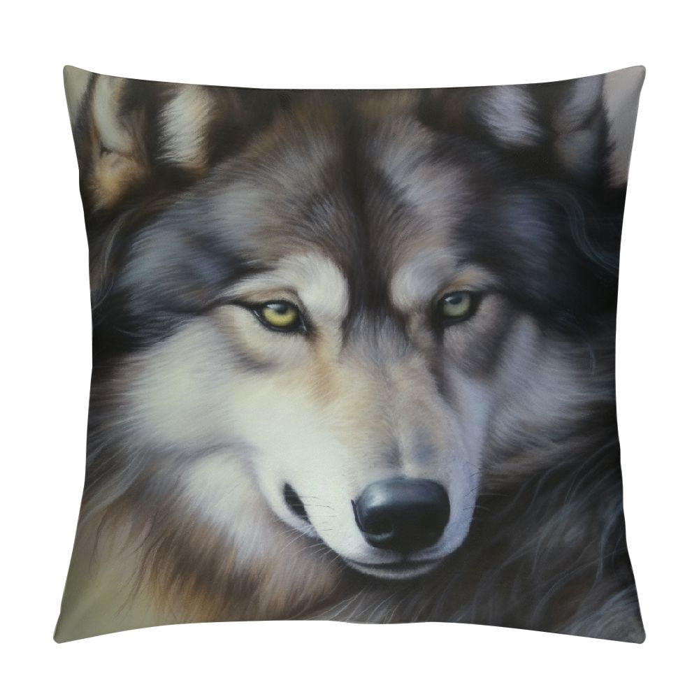 COMIO Wolf Print Wild Animal Painting Plush Pillow Cases Body Size ...