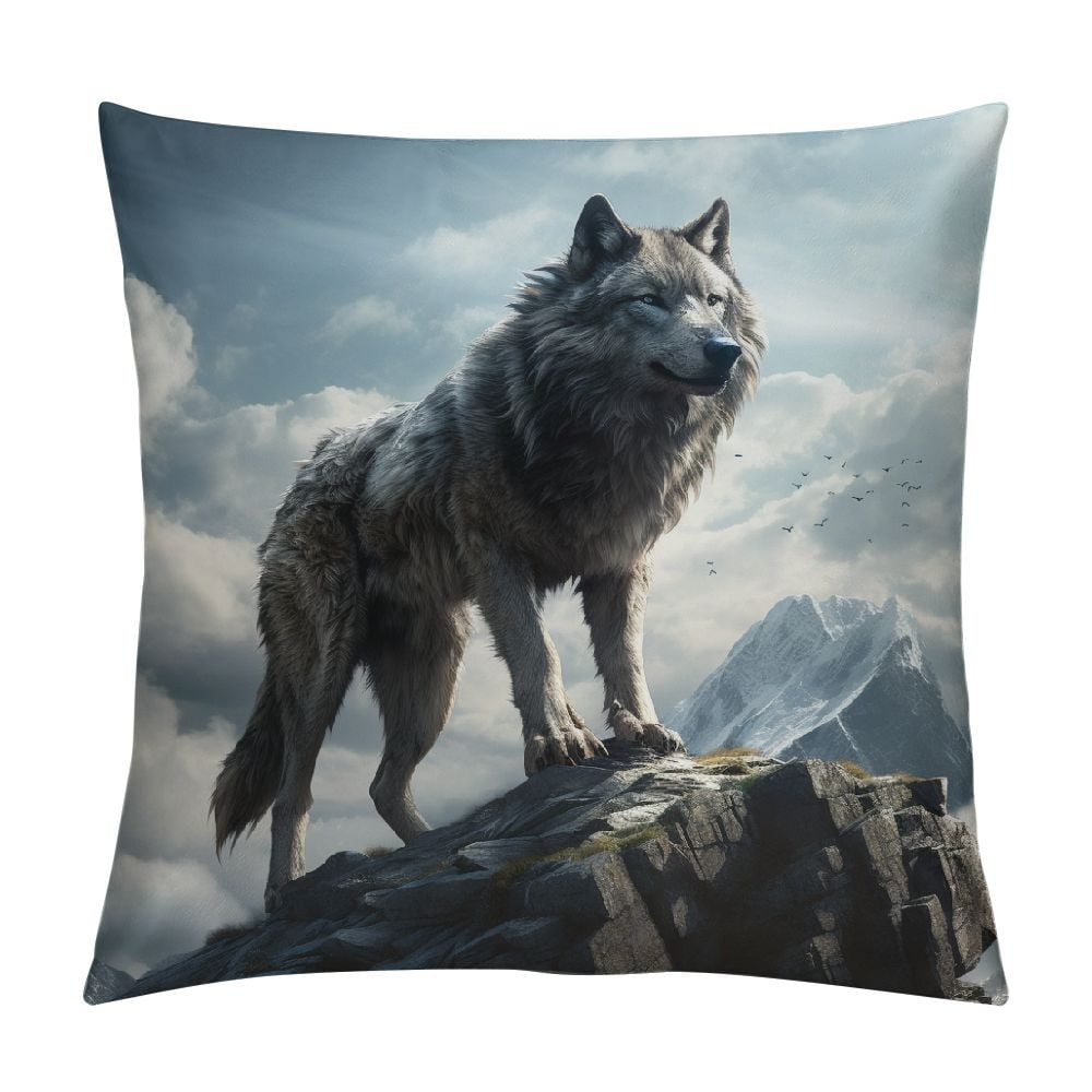 COMIO Wolf and Moon Throw Pillow Covers Set Super Soft Pillow Shams ...