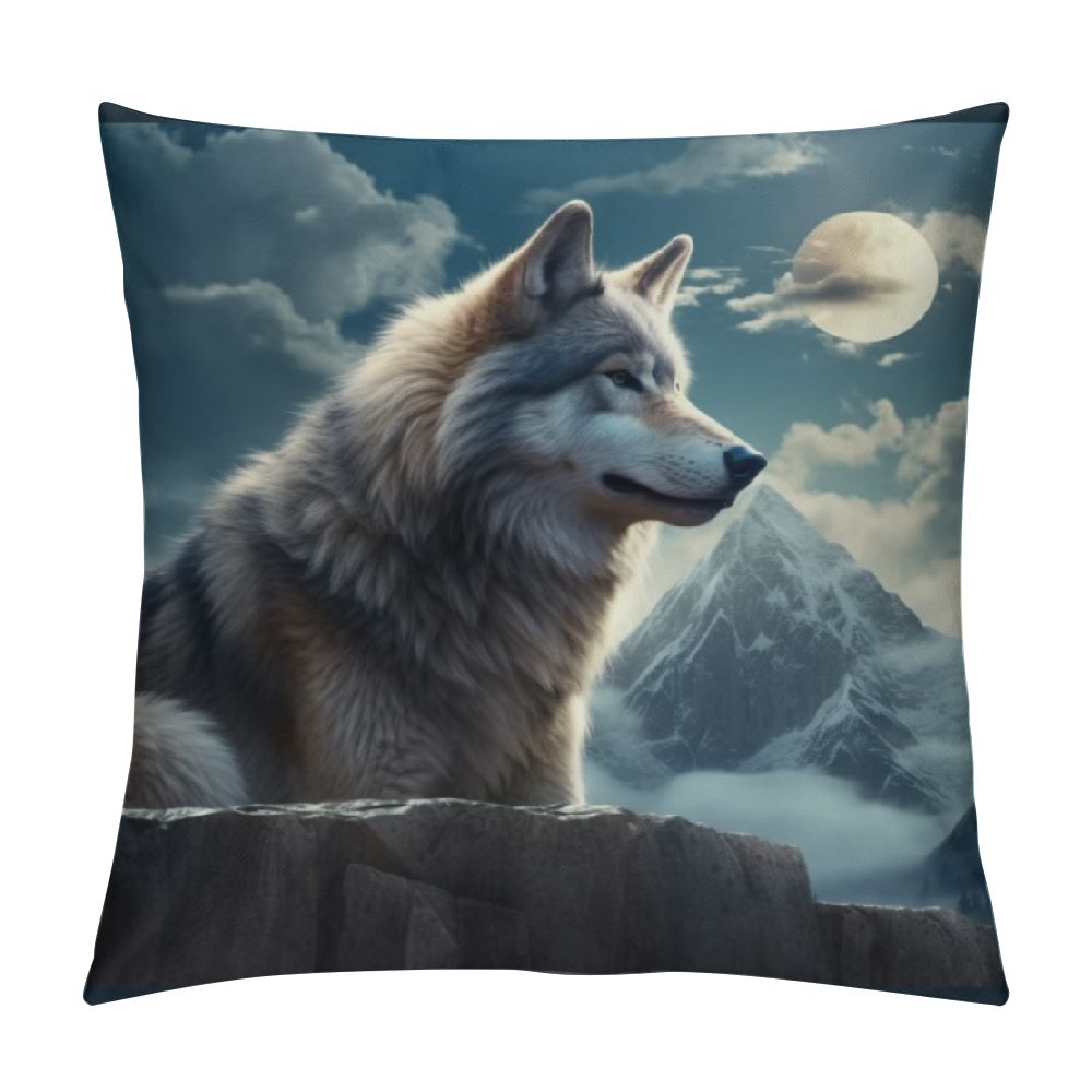 COMIO Wolf in The Moonlight Plush Pillow Cases Super Soft and Cozy ...