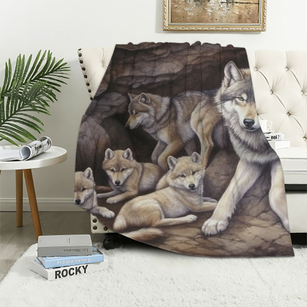 COMIO Wolves Flannel Blanket Soft Plush Blankets (Universal 1) White ...
