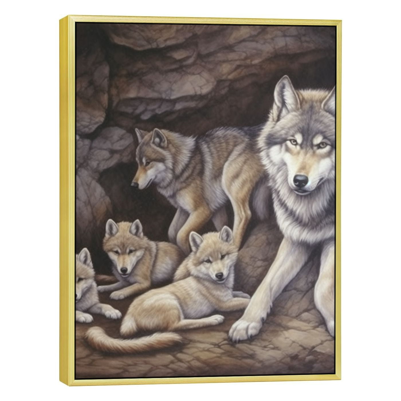 COMIO Wolves Wall Art with Golden Frame 12x16in / 16x20in 12x16in ...