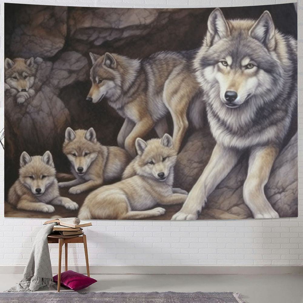 COMIO Wolves Wall Decoration Tapestry, Easy Care, Lightweight, Three ...