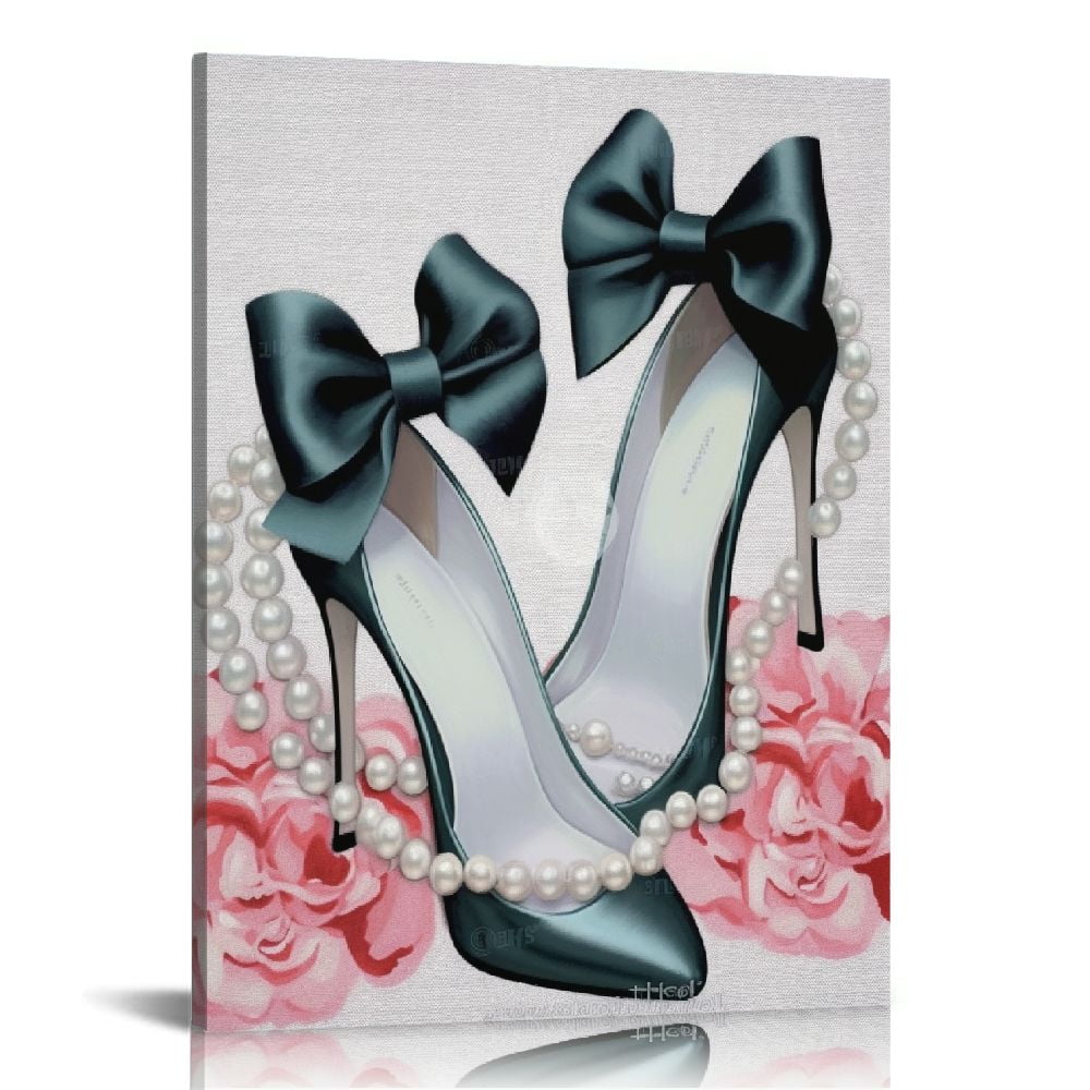 COMIO Woman Fashion Framed Canvas Poster Pink High Heels Print Wall Art ...