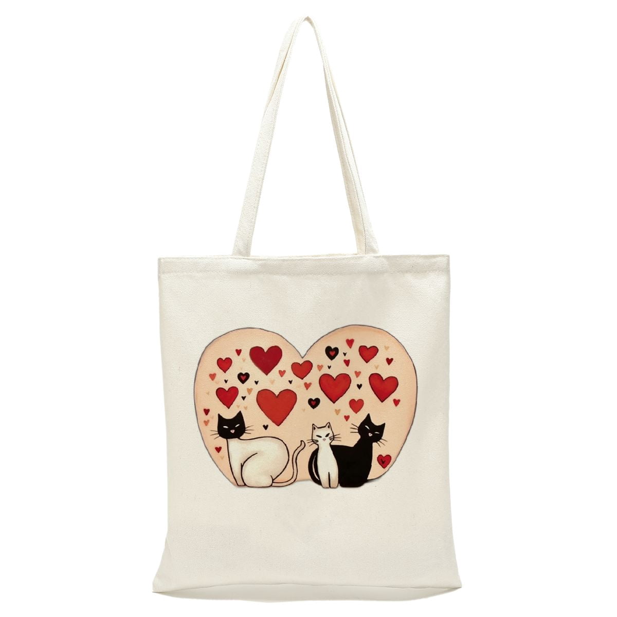 COMIO Women Cute Cat Valentine's Day Canvas Tote Reusable Grocery Bags ...