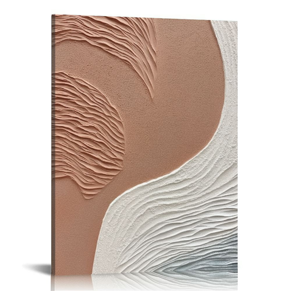 COMIO Wood Grain Framed Abstract Paintin,Terracotta Texture Art 3D ...