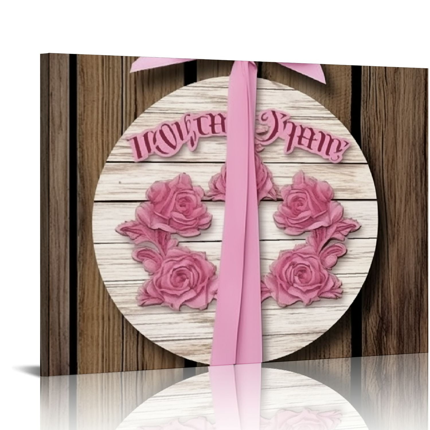 COMIO Wooden Round Door Sign Breast Cancer Awareness Wall Hanging Sign ...