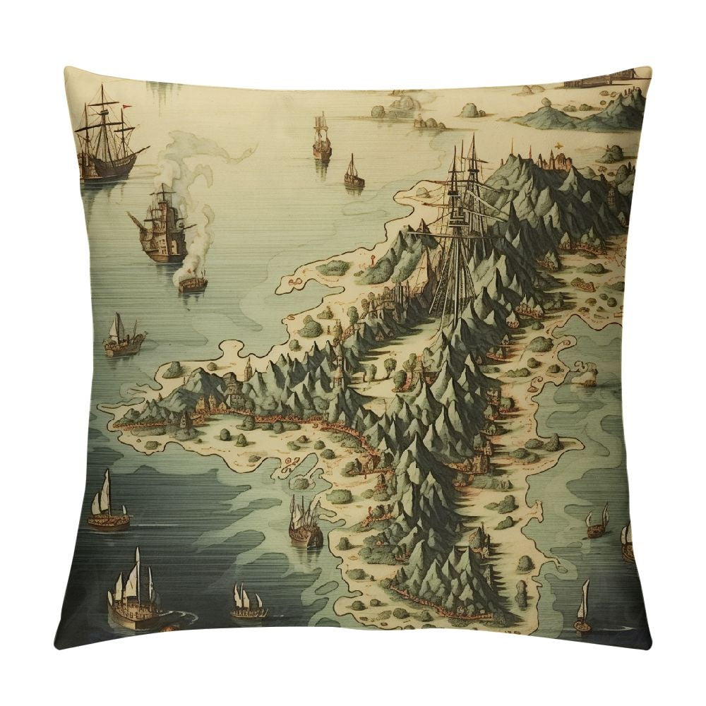COMIO World Map Throw Pillow Cushion Cover, Map of Southern Part of The ...