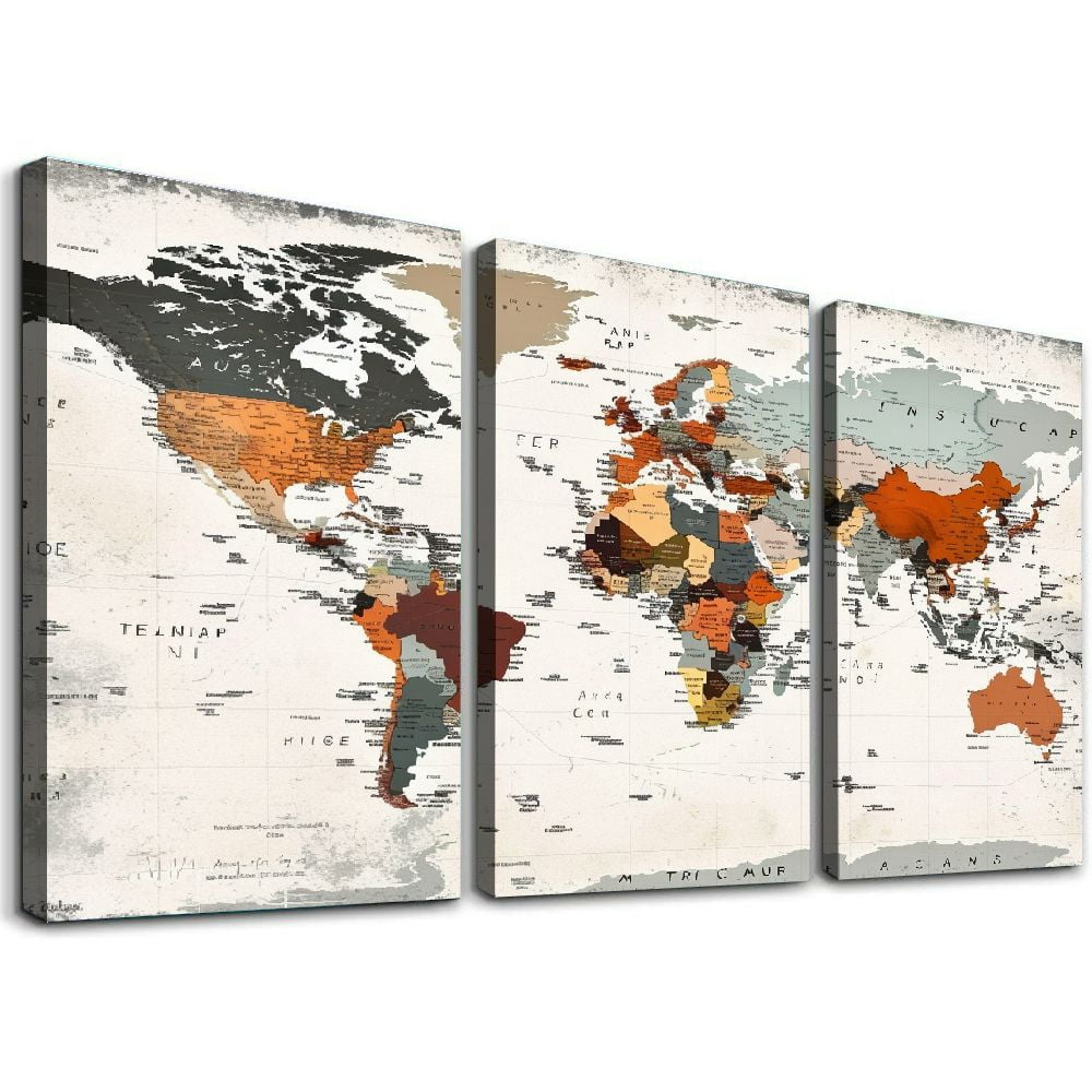 COMIO World Map Wall Decoration for Bedroom Office Wall Art Print ...