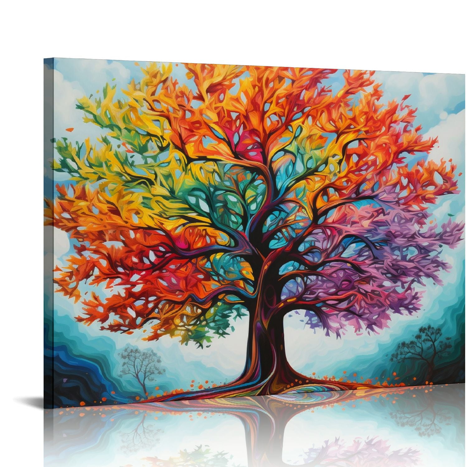 COMIO Yeawin Abstract Tree Wall Art Colorful Tree Canvas Wall Art the ...