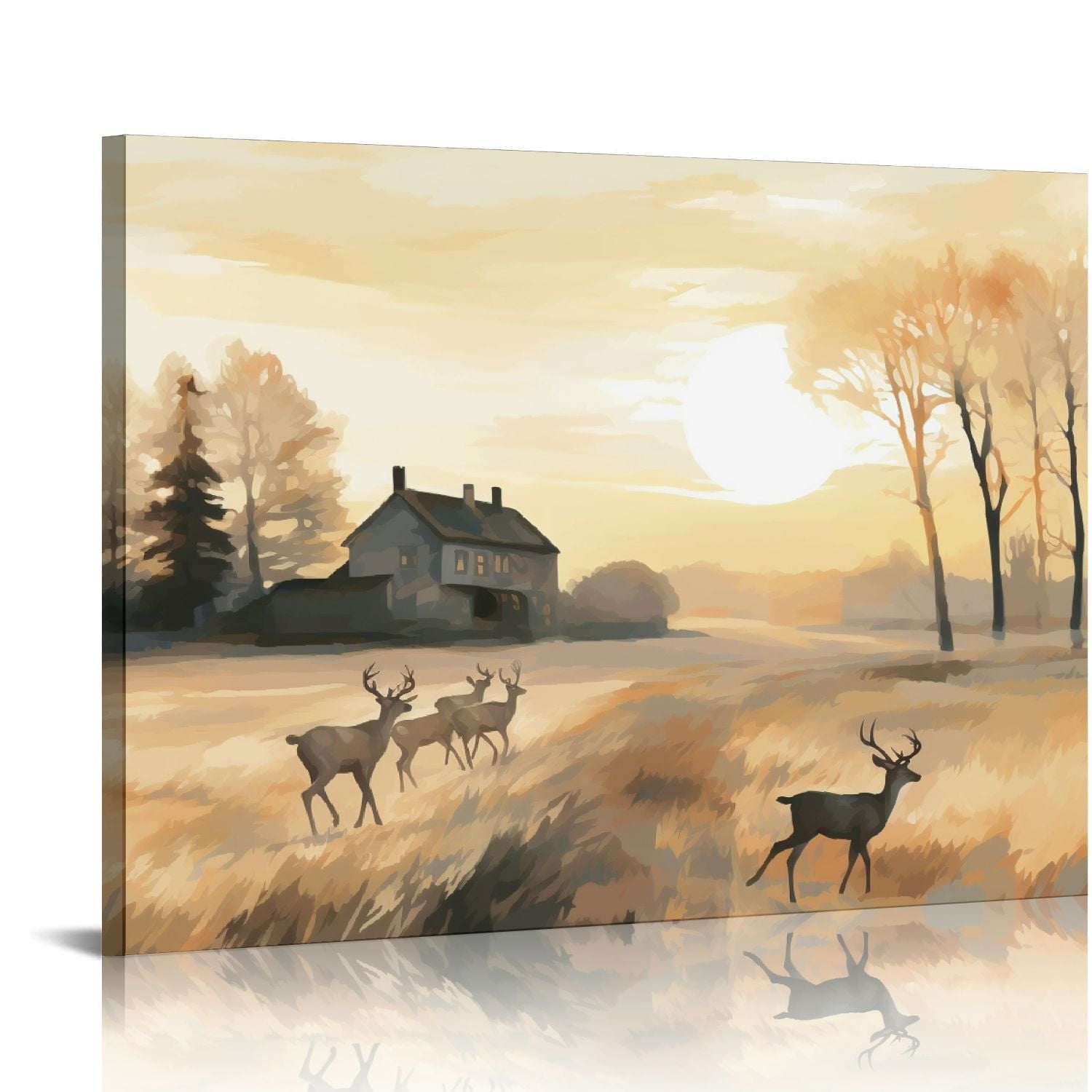 COMIO Yellow Animal Deer Wildlife Canvas Print Painting Wall Art Home ...