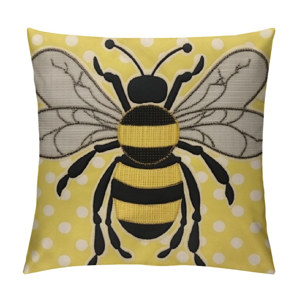 COMIO Yellow Bee Pillow Covers , Bee Summer Honeycomb Farmhouse ...