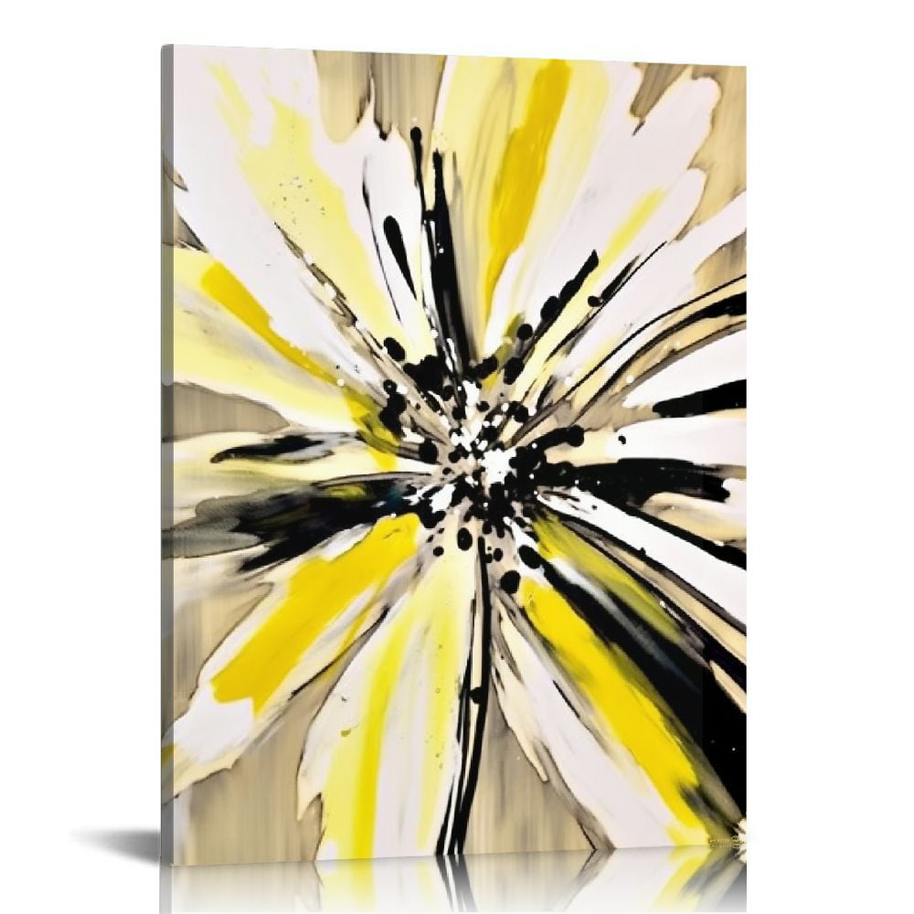 COMIO Yellow Flower Wall Art Decor Modern Abstract Canvas Painting ...