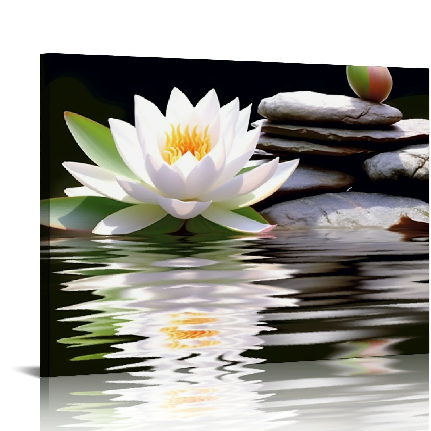 COMIO Zen Canvas Wall Art White Lotus Bloom in Water Picture Flowers ...