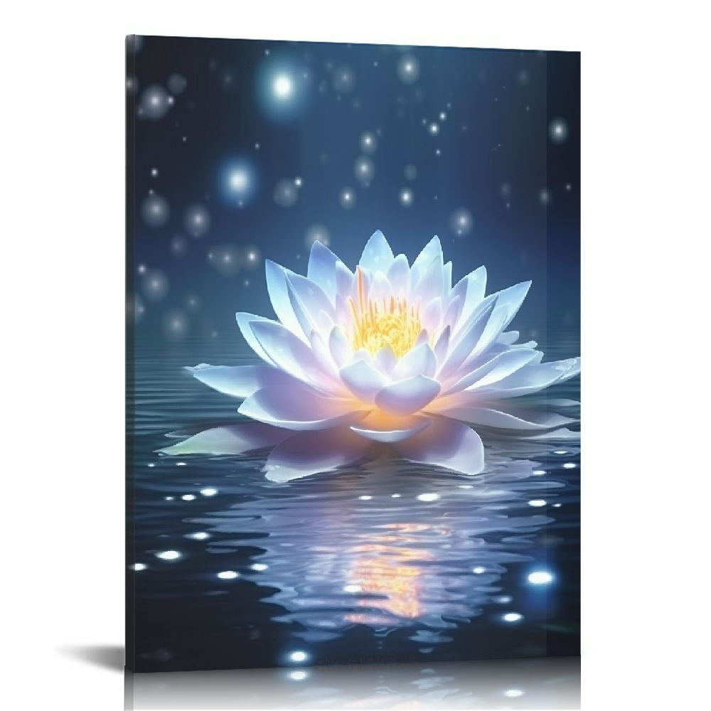 COMIO Zen Canvas Wall Art White Lotus Flower Canvas Painting ,Still ...