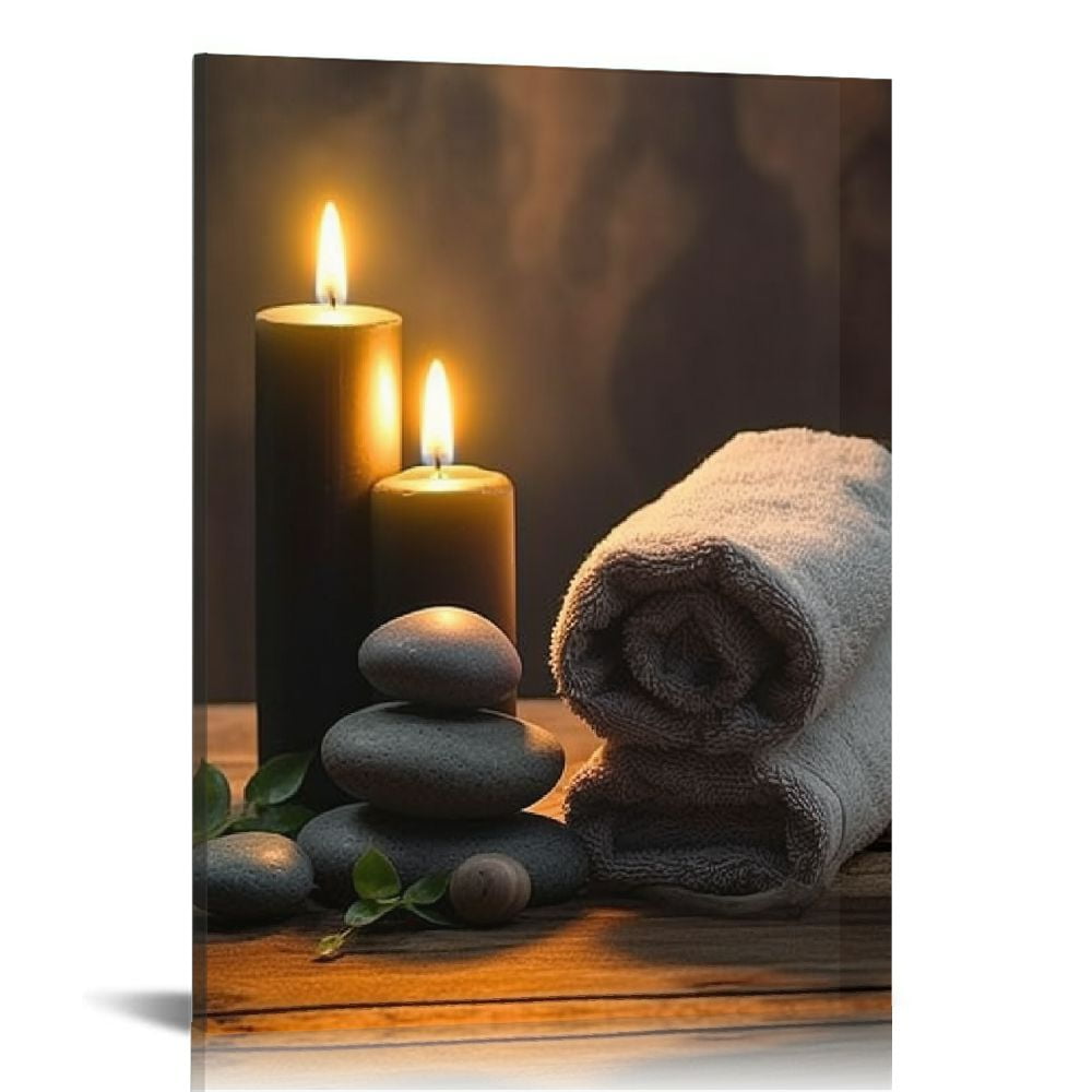 COMIO Zen Wall Decor Canvas Print Candle and Stone Spa Wall Art Spa ...