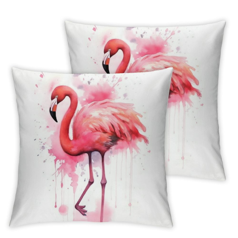 COMIO Zipper Closure Pink Flamingo 2-Piece Short Plush Pillowcase Set ...