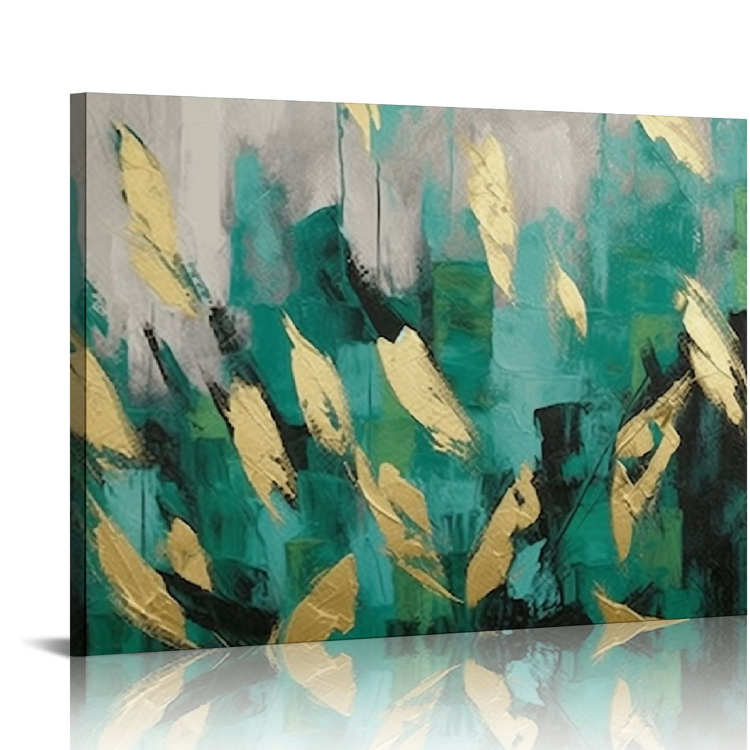 COMIO combination of three ready-to-hang hand-painted oil painting wall ...