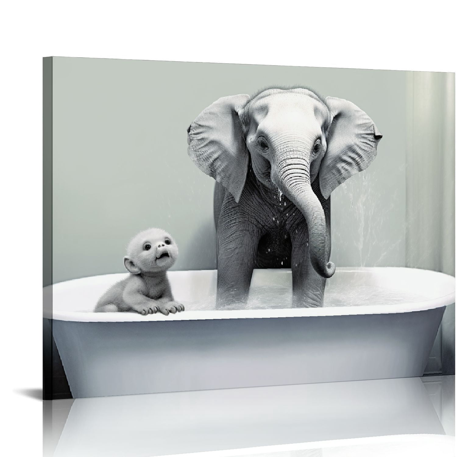 COMIO elephant bathroom decorative wall art, fun canvas print of mother ...