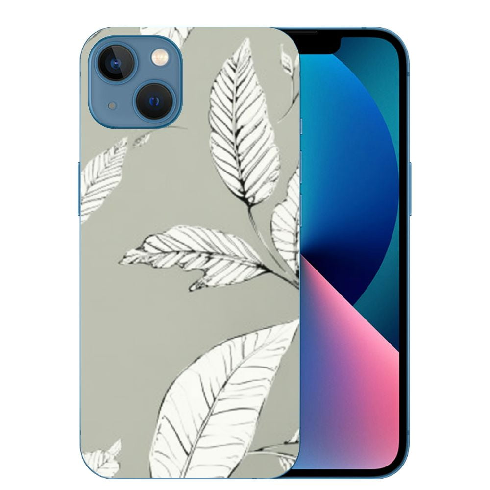 COMIO iPhone 14 Leaves Botanical Flower Plant Line Art Sage Green Case ...