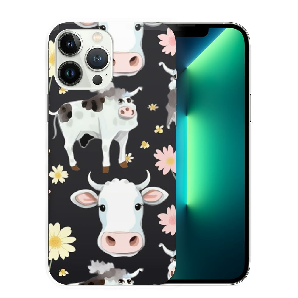 COMIO for iPhone 15 Case, Women Girls Cute Cow Pattern with Flower ...