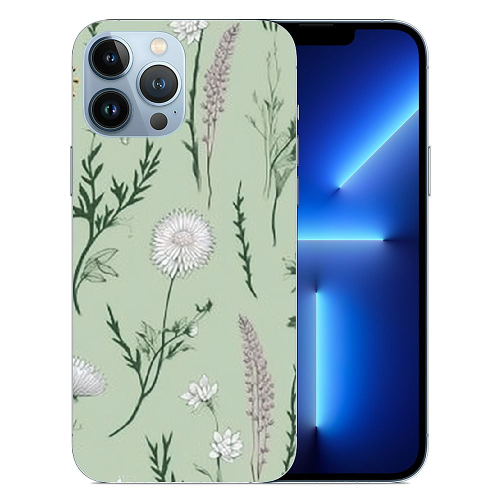 COMIO iPhone 15 Leaves Botanical Plant Line Art Sage green Wildflower ...