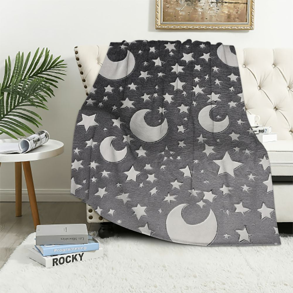 COMIO in The Dark Stars Throw Blanket for Girls Boys - Stars and Moon ...